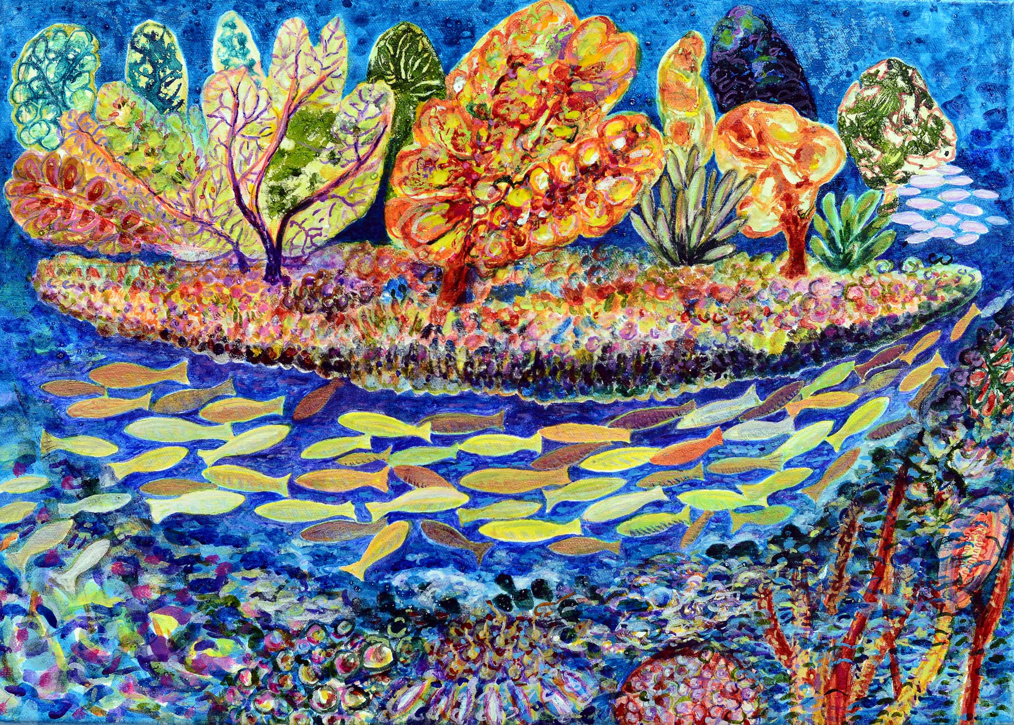 Im Meer (3) A, 2020, 50x70cm, Acryl auf Leinwand – Barbara Koch